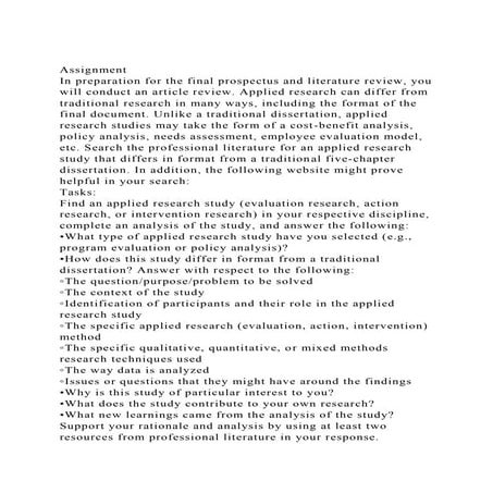 AssignmentIn preparation for the final prospectus and literature.docx