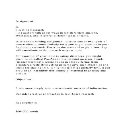 AssignmentIn Situating Research, the authors talk about.docx