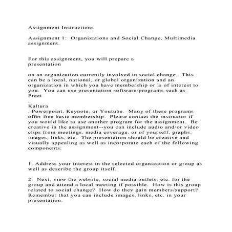 Assignment InstructionsAssignment 1 Organizations and Social C | DOCX