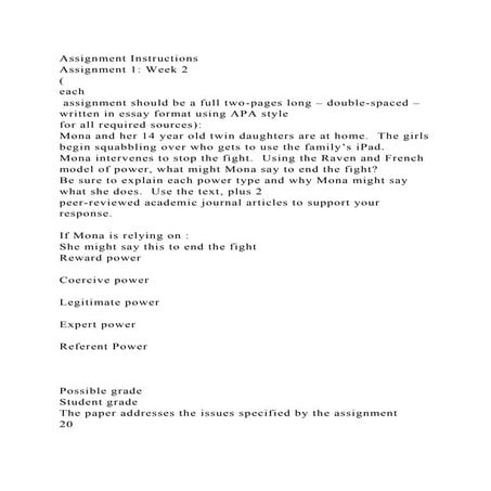Assignment InstructionsAssignment 1 Week 2(each assignment .docx