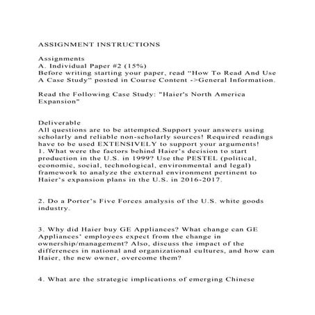 ASSIGNMENT INSTRUCTIONSAssignmentsA. Individual Paper #2 (15.docx