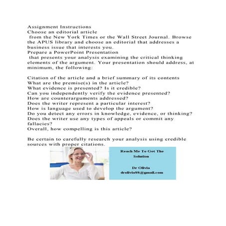 Assignment InstructionsChoose an editorial article from the New.docx