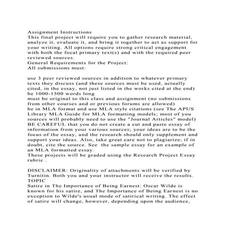 Assignment InstructionsThis final project will require you to ga.docx