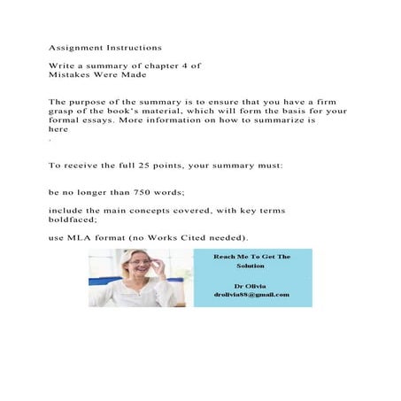 Assignment InstructionsWrite a summary of chapter 4 of Mistake.docx