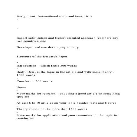 Assignment International trade and interprises··Impor.docx