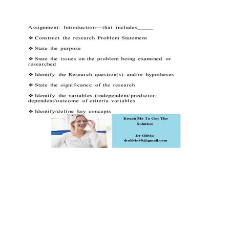 Assignment Introduction—that includes_____ Construct the rese | PDF