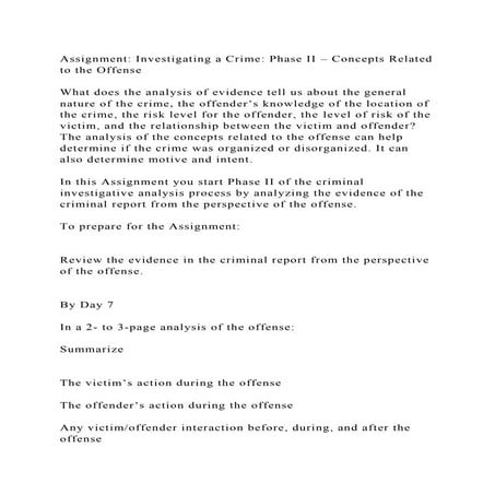 Assignment Investigating a Crime Phase II – Concepts Related to th.docx