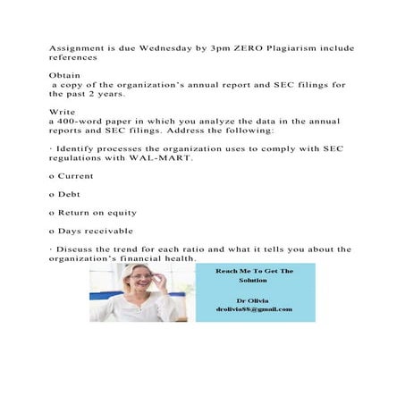 Assignment is due Wednesday by 3pm ZERO Plagiarism include reference.docx