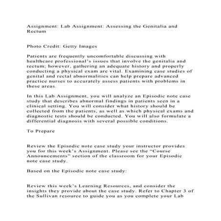 Assignment Lab Assignment Assessing the Genitalia and Rectum.docx