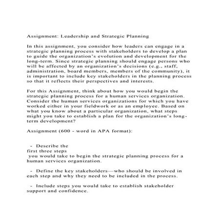 Assignment Leadership and Strategic PlanningIn this assignm.docx