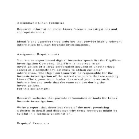 Assignment Linux ForensicsResearch information about Linux .docx | Educational Assessment ...