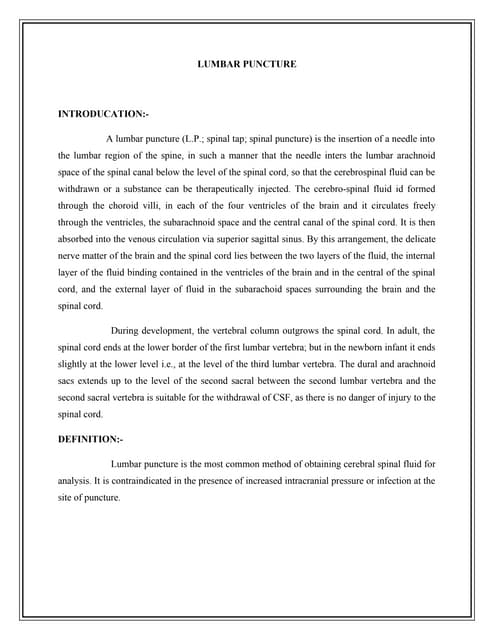 Lumbar puncture and bone marrow aspiration | PPTX