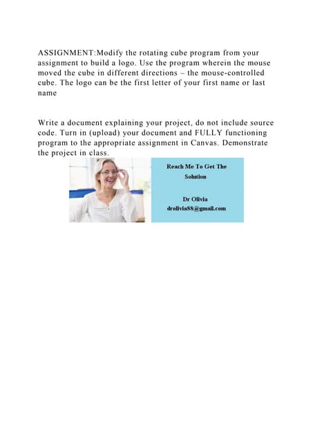 Assignmentmodify The Rotating Cube Program From Your Assignment To Docx
