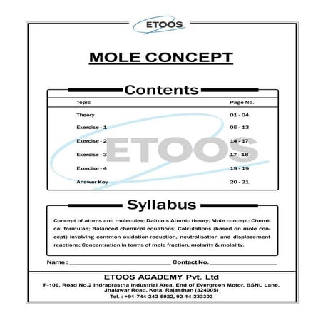 Assignment mole concept_jh_sir-2607 | PDF