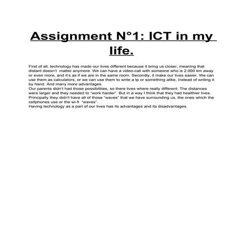 Assignment n°1 ict in my life. | DOC