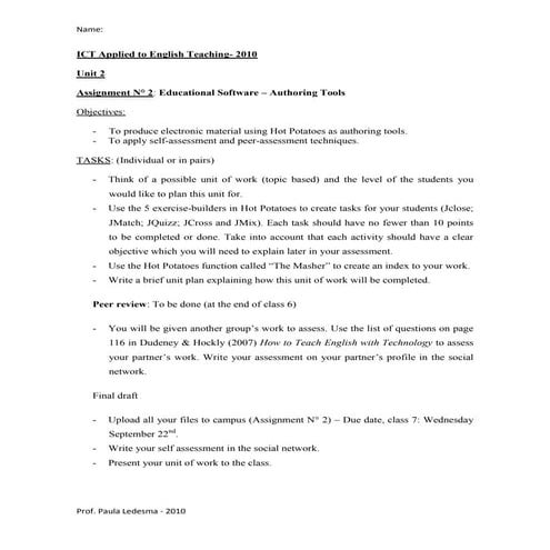 Assignment N° 2: Educational Software-Authoring Tools | PDF