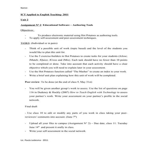 Assignment n° 2 2013 - Educational Software & Authoring Tools | DOC