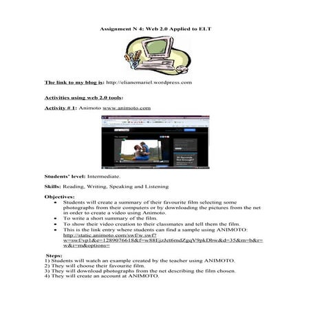 Assignment n 4 web 2.0 applied to elt | DOC
