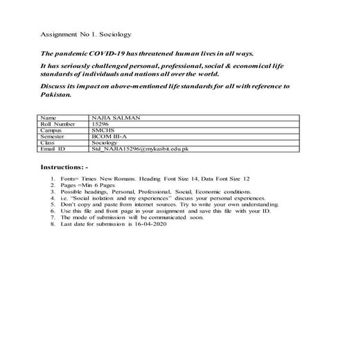 Assignment sociology | PDF