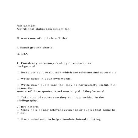 Assignment Nutritional status assessment lab Discuss o.docx