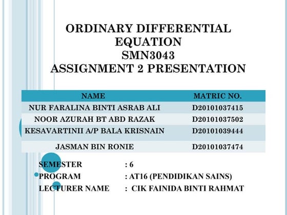 Linear differential equation | PPTX