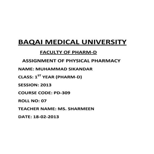 Assignment of physical pharmacy | DOCX