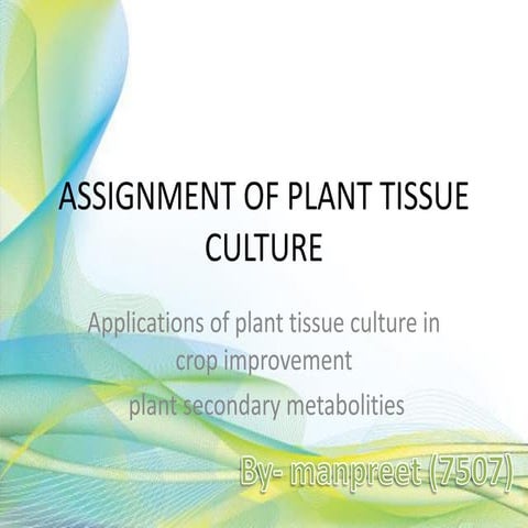 Assignment of plant tissue culture | PDF