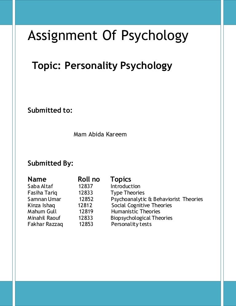 Assignment of Personality Psychology