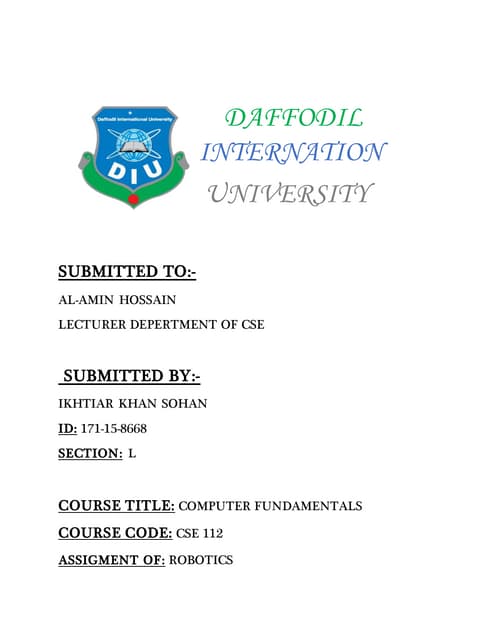 Assignment of Robotics | PDF Assignment of Robotics | PDF