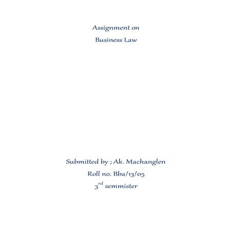 Assignment on Business Law in India | DOCX