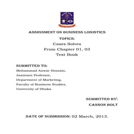 Assignment on business logistics | PDF