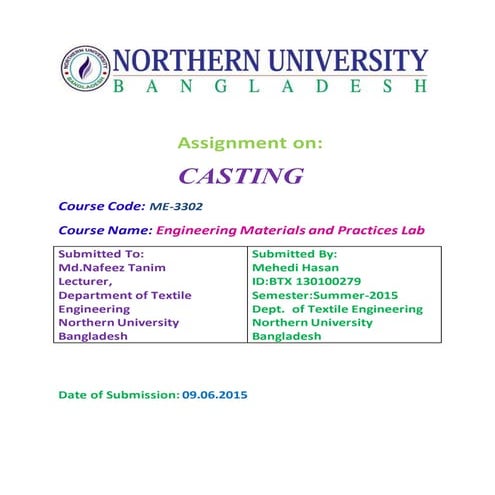 Assignment on casting | DOCX