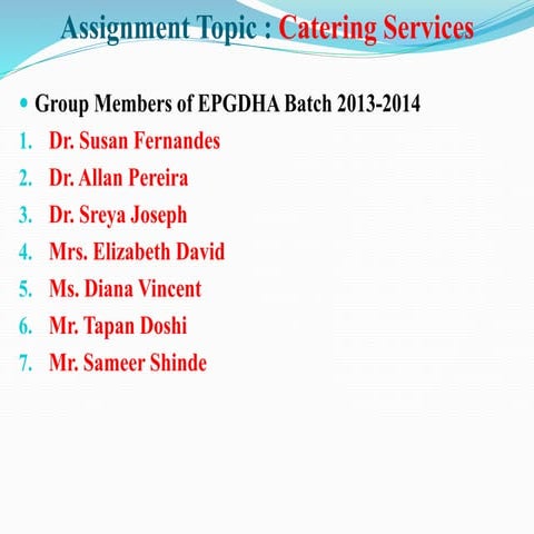 Catering Services in a Hospital | PPTX