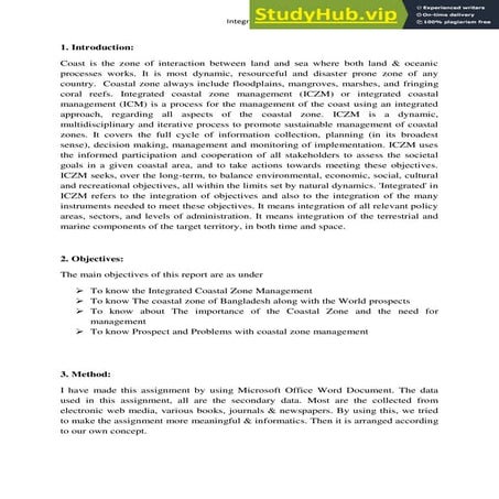 Assignment On Integrated Coastal Management Problem And Prospect | PDF ...