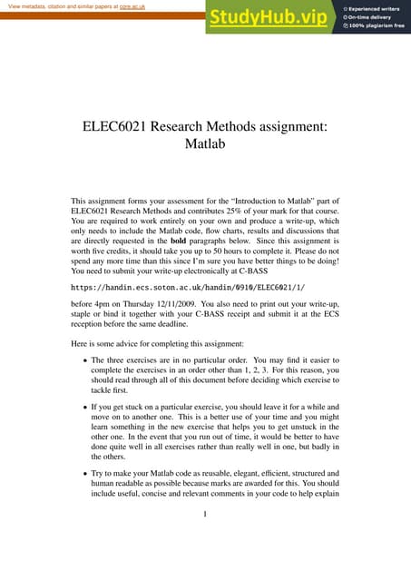Assignment On Matlab | PDF Assignment On Matlab | PDF
