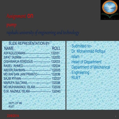 Presentation on pump Roll 132031-132040 | PPTX
