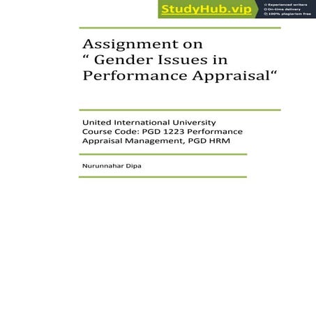 Assignment On Quot Gender Issues In Performance Appraisal Quot | PDF
