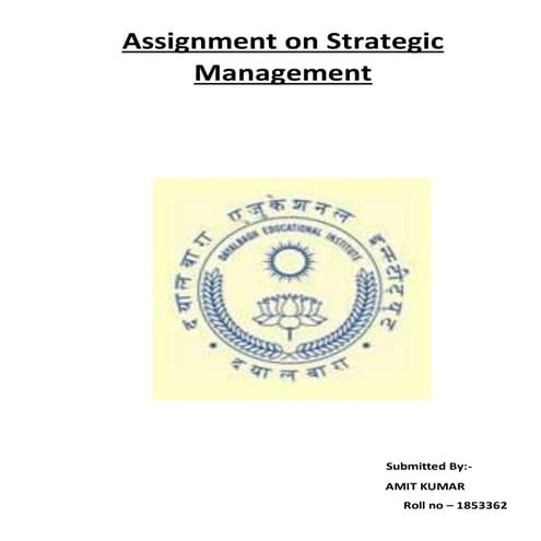 Assignment on Strategic Management | PDF