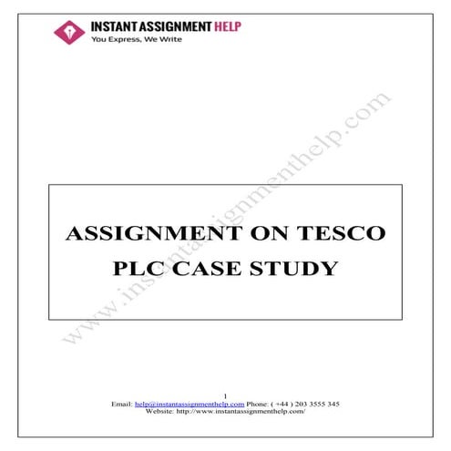 Assignment on Tesco PLC Case Study Assignment Sample | PDF