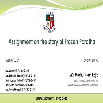 Sustainability issues of frozen paratha | PDF