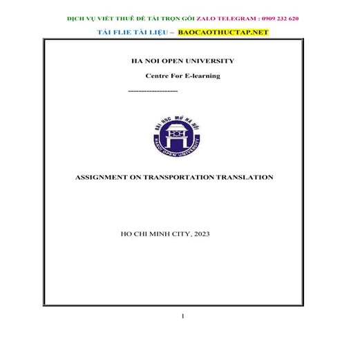 Assignment On Transportation Translation | DOCX