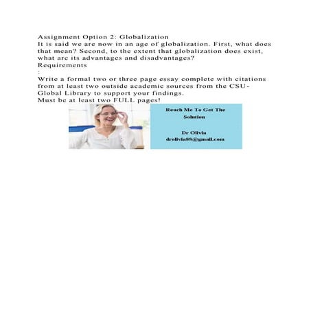 Assignment Option 2 GlobalizationIt is said we are now in an age .docx