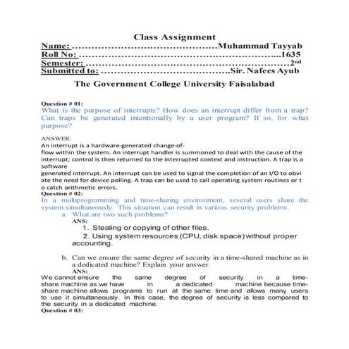 operating system assignment waht is interupt | PDF