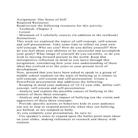Assignment Our Sense of Self Required ResourcesReadreview th.docx