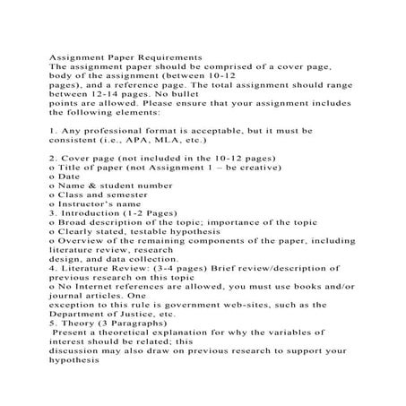 Assignment Paper RequirementsThe assignment paper should be comp.docx