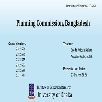 Assignment on Bangladesh Planning Commission | PPTX
