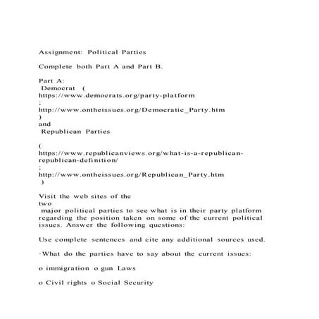 Assignment Political PartiesComplete both Part A and Part B | PDF