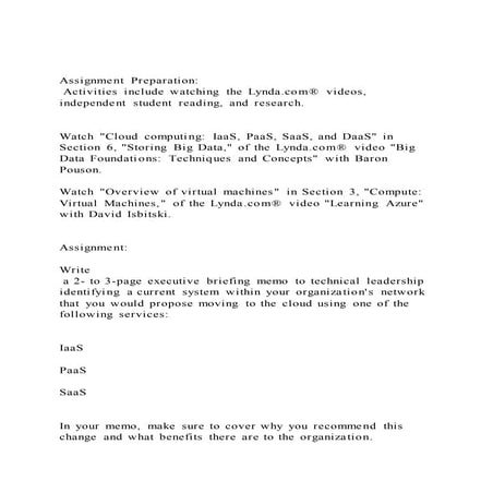 Assignment Preparation Activities include watching the Lynda. | PDF