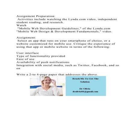 Assignment Preparation Activities include watching the Lynda.com .docx