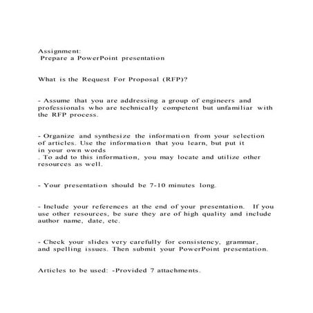 Assignment Prepare a PowerPoint presentation What is th | PDF